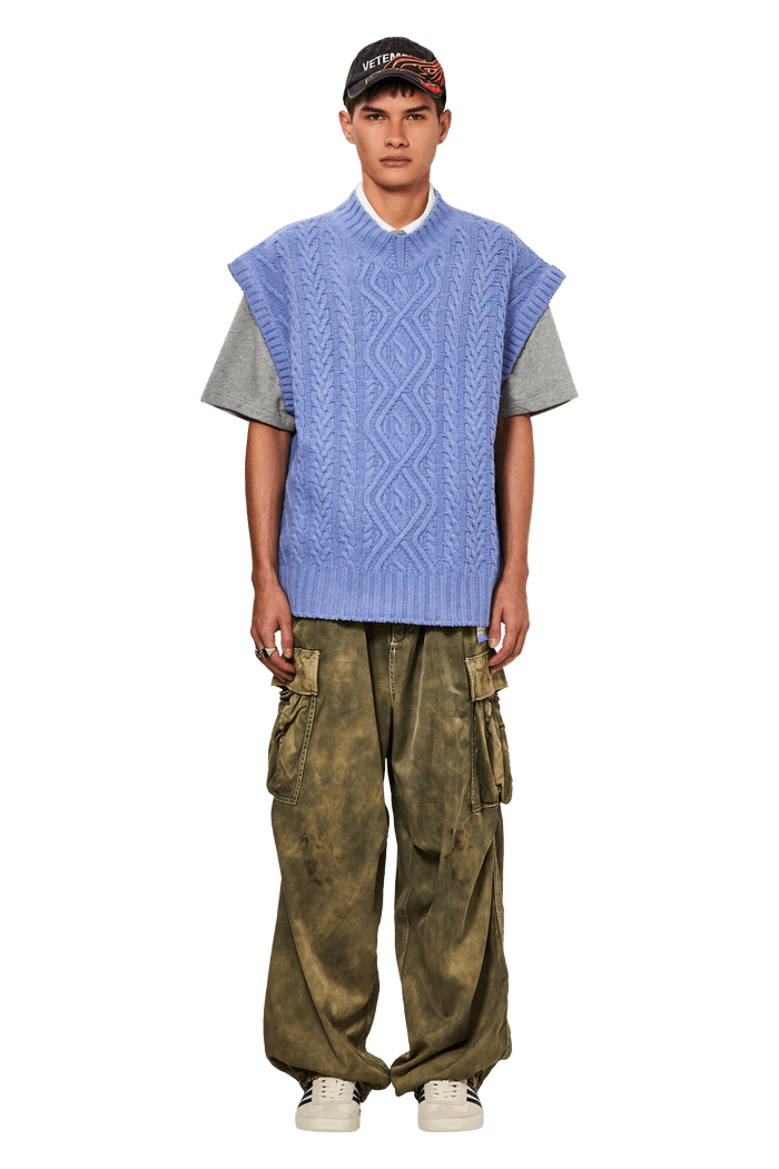 Buy Martine Rose Boiled Cable V Neck Vest Cornflower Blue Mraw23 926 Corn Goat