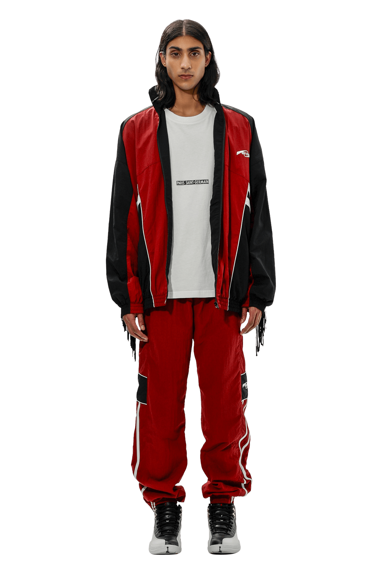 Buy Martine Rose Fringe Track Jacket 'Burgundy/Black/White' - MRAW23 ...