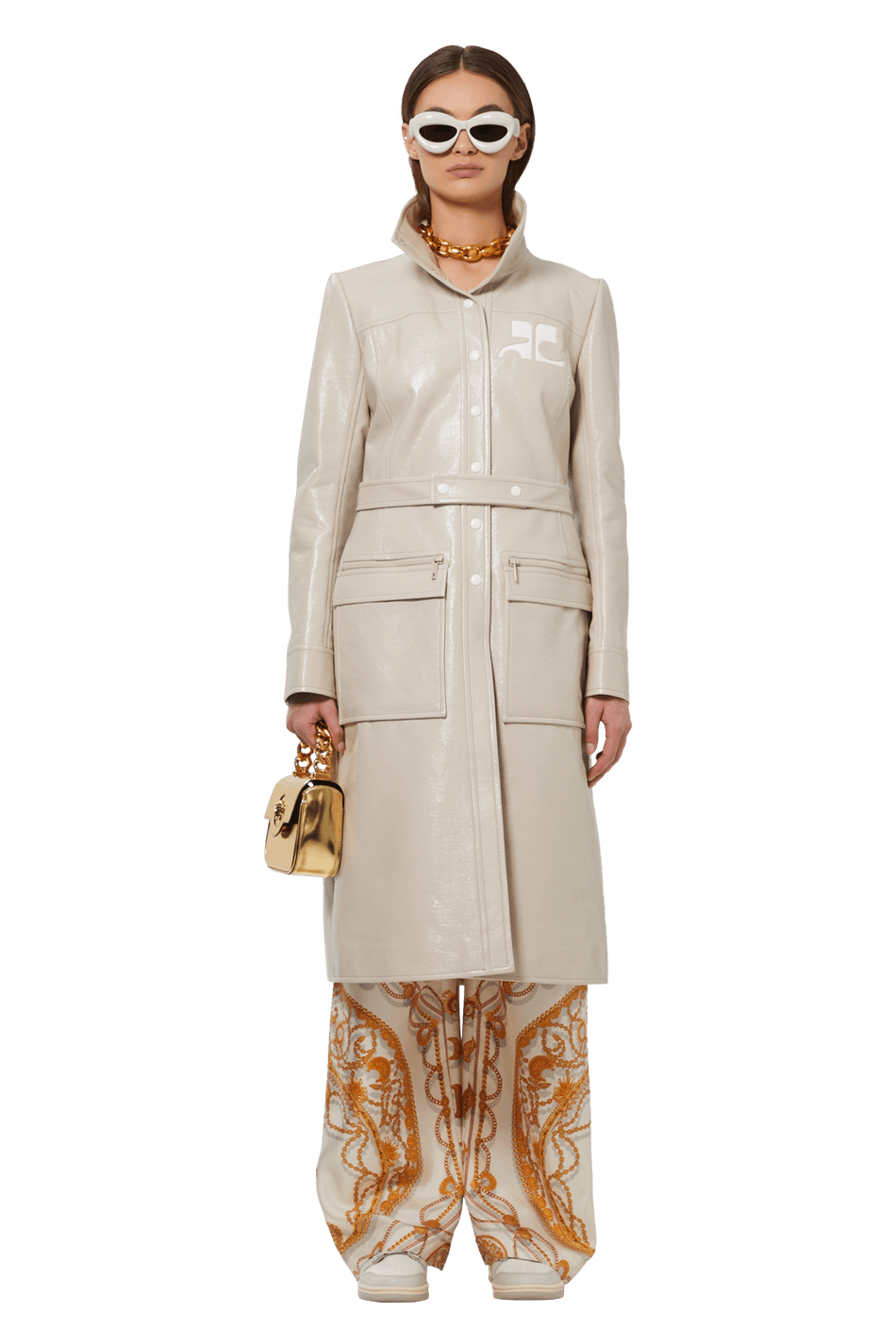 Buy Courrèges Vinyl Trench Coat 'Cream' - PERCMA078VY0003 CREA | GOAT