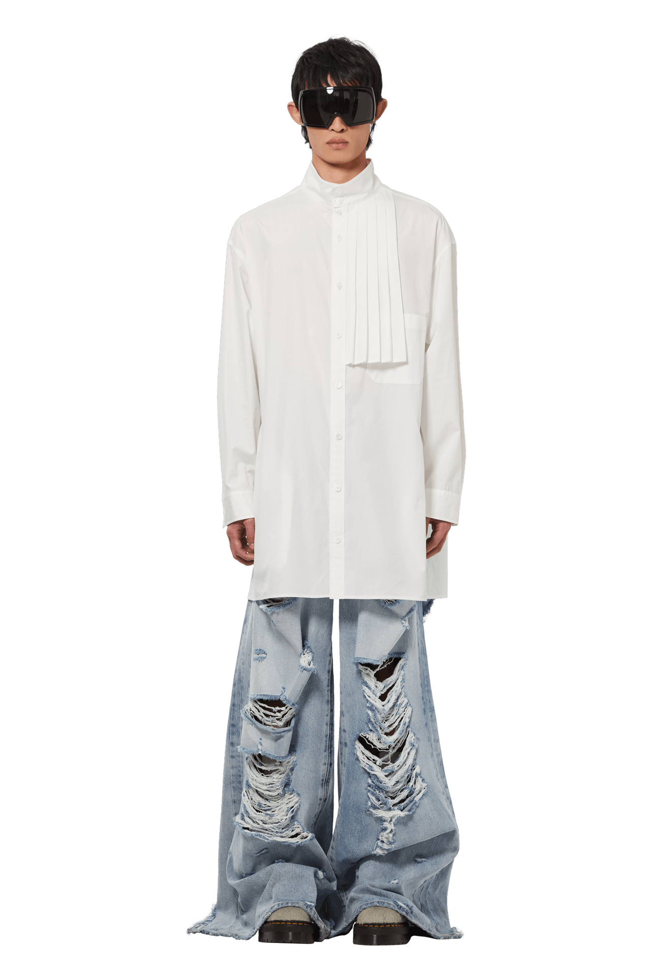 Buy Yohji Yamamoto Pour Homme Collart Stand With Pleated Cloth 'White ...