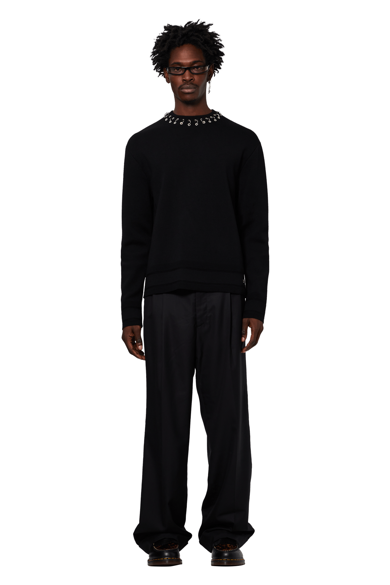 Buy Givenchy Metallic Hoop Detail Wool Pullover Sweater 'Black Metallic ...